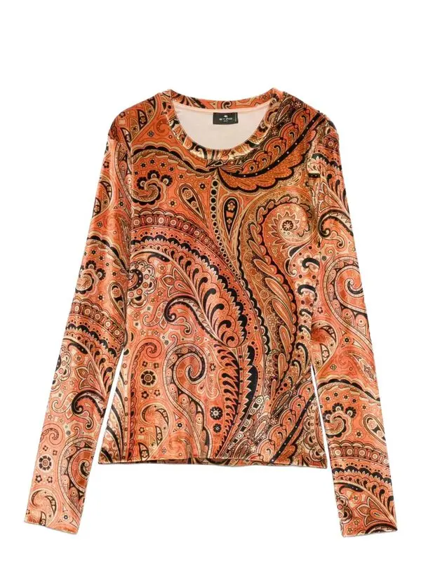 Etro Paisley-print Velvet Top - Neutrals