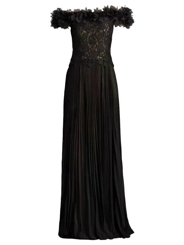 Tadashi Shoji Floral-lace Dress - Black