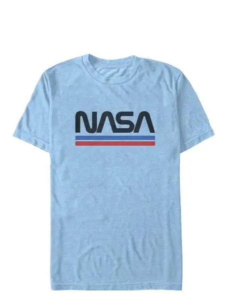 NASA Stripe Minimal Logo Vintage Graphic T-shirt - Light Blue Heather