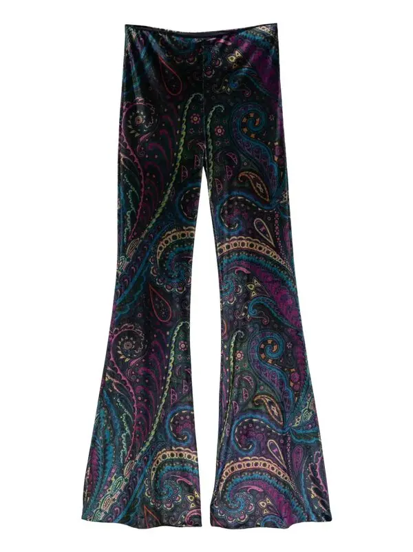 Etro Paisley-print Velvet Trousers - Blue