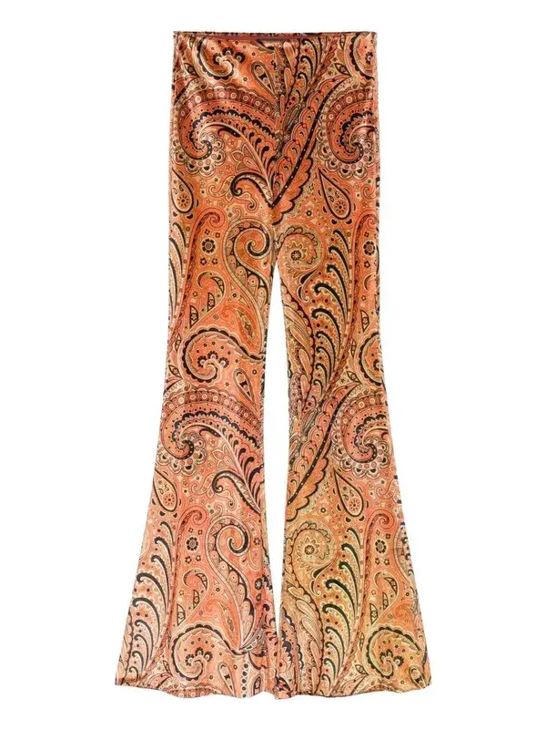Etro Paisley-print Flared Trousers - Neutrals