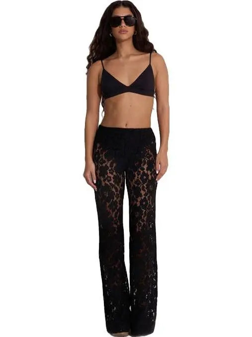 GOTTEX BEACH LIFE Saint Tropez Floral Lace Cover-up Pants - Black