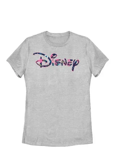 Disney Floral Logo Graphic T-shirt - Athletic Heather