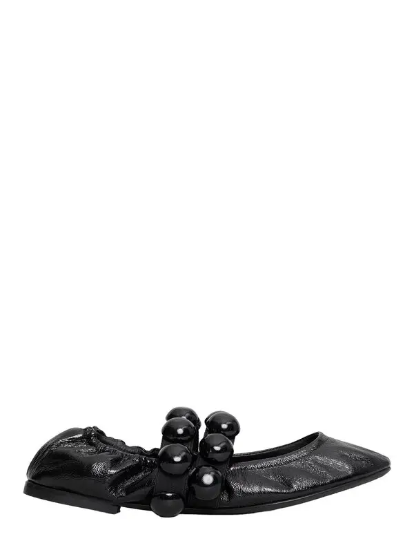 Alaïa Sphere Leather Mary Jane Flats - Black