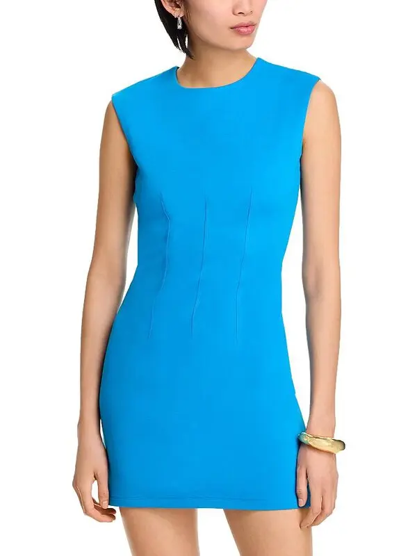 Aqua Ponte Seamed Mini Dress - Cobalt Blue