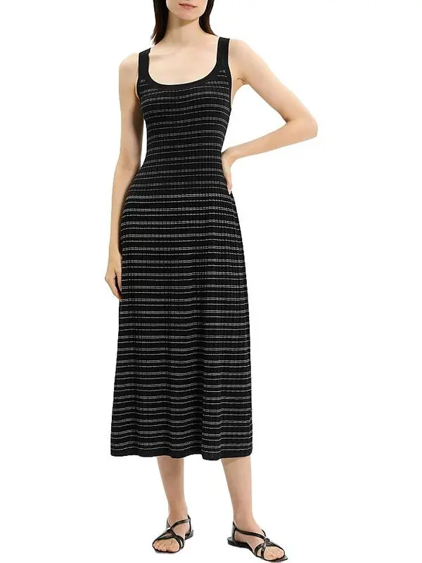 Theory Contrast Stripe Dress - Black White