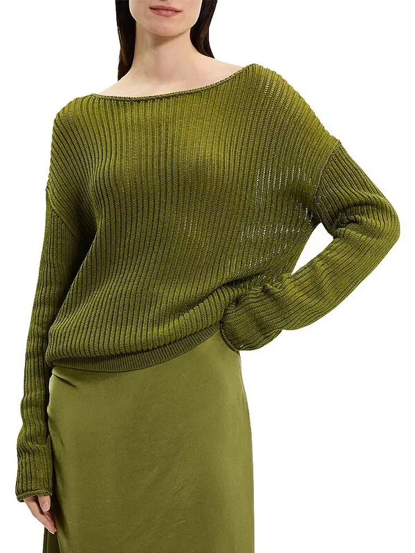 Theory Easy Open Neck Pullover Sweater - Avocado