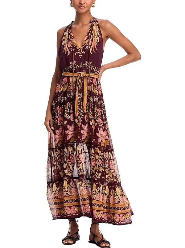 Farm Rio Printed Maxi Dress - Bella Burgundy