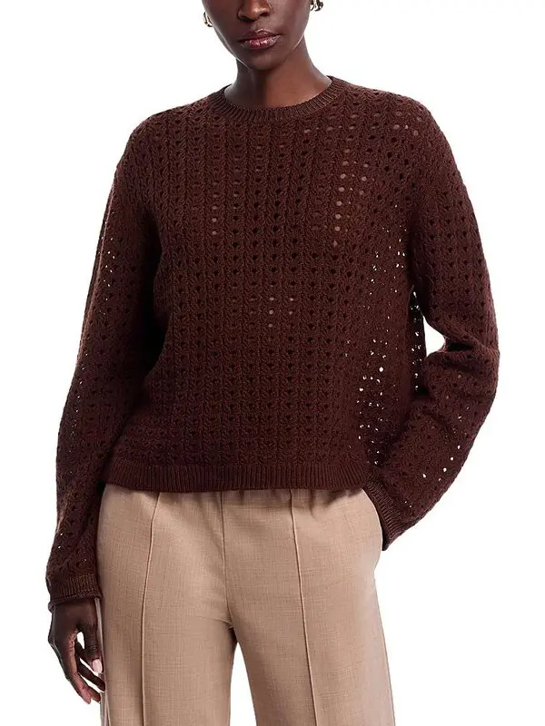 Fabiana Filippi Openwork Crewneck Sweater - Brown Over