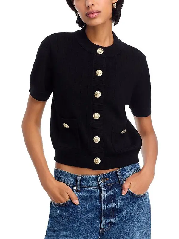 Aqua Short Sleeve Cardigan - Black