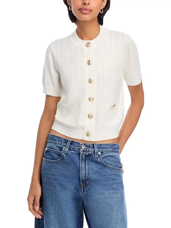 Aqua Short Sleeve Cardigan - Ivory