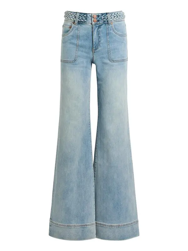 Alice + Olivia Juno Braided Wide-leg Jeans - Blue