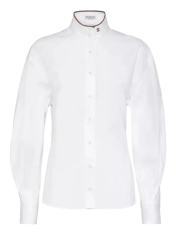 Brunello Cucinelli High-collar Button-up Shirt - White