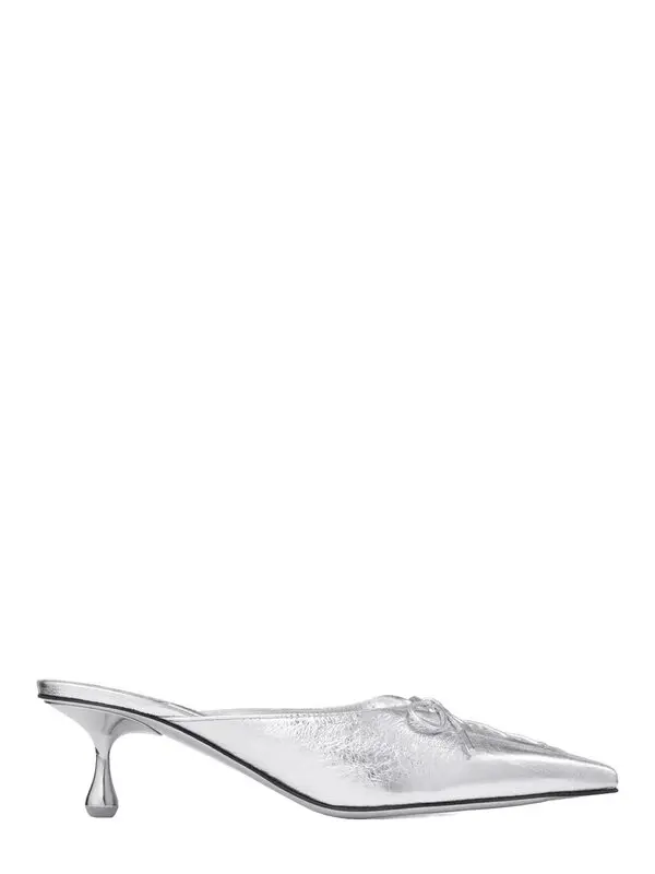 JIMMY CHOO 50mm Scarlett Lace-up Pointed-toe Mules - Silver