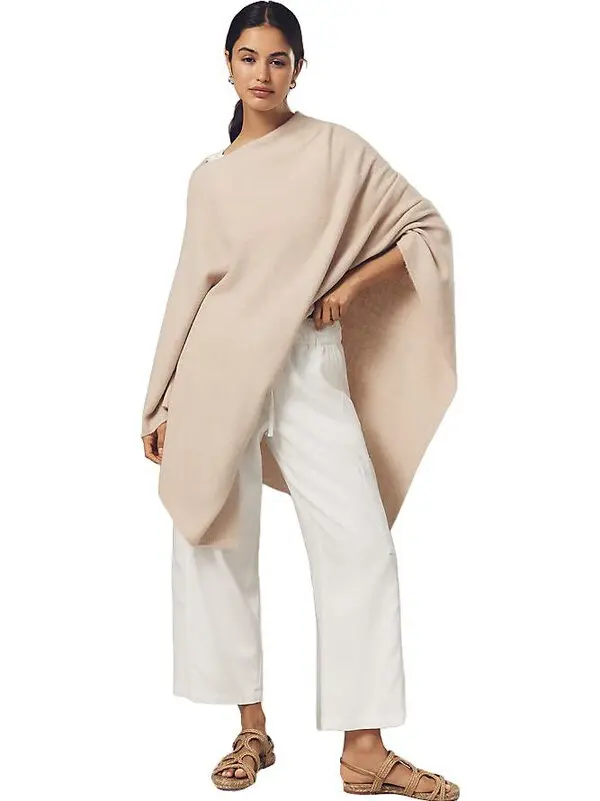 FLAT WHITE Lightweight Poncho Sweater - Pink