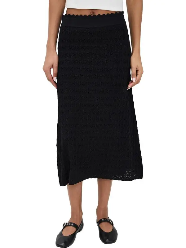 Sea Knit Midi Skirt - Black