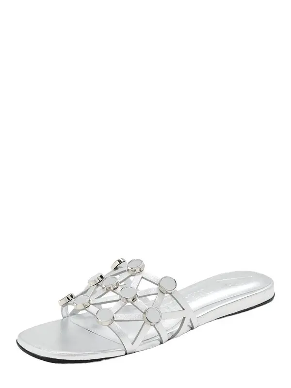 Attico Grid Slide Flats - Silver