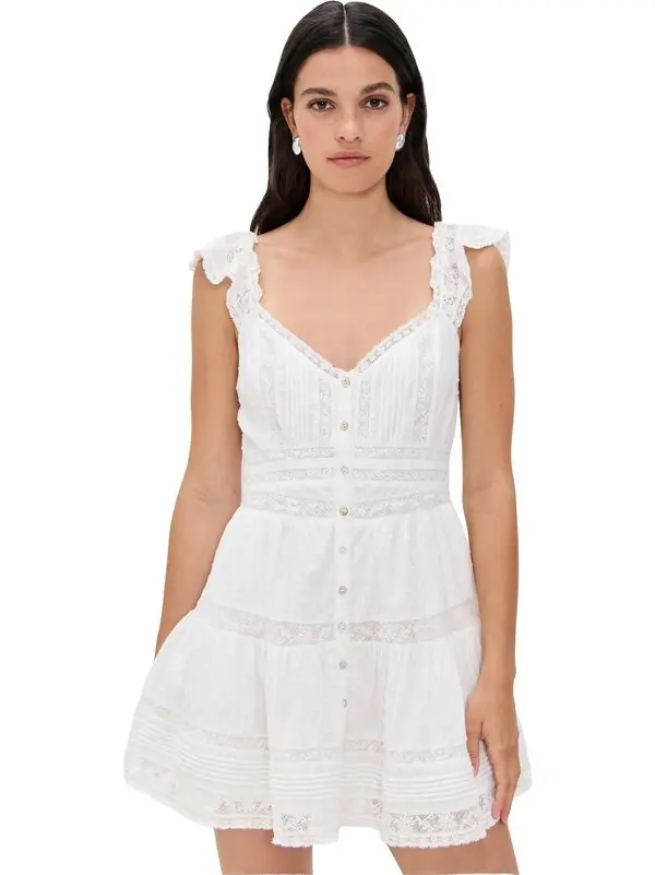 LoveShackFancy Rietta Mini Dress - Optic White
