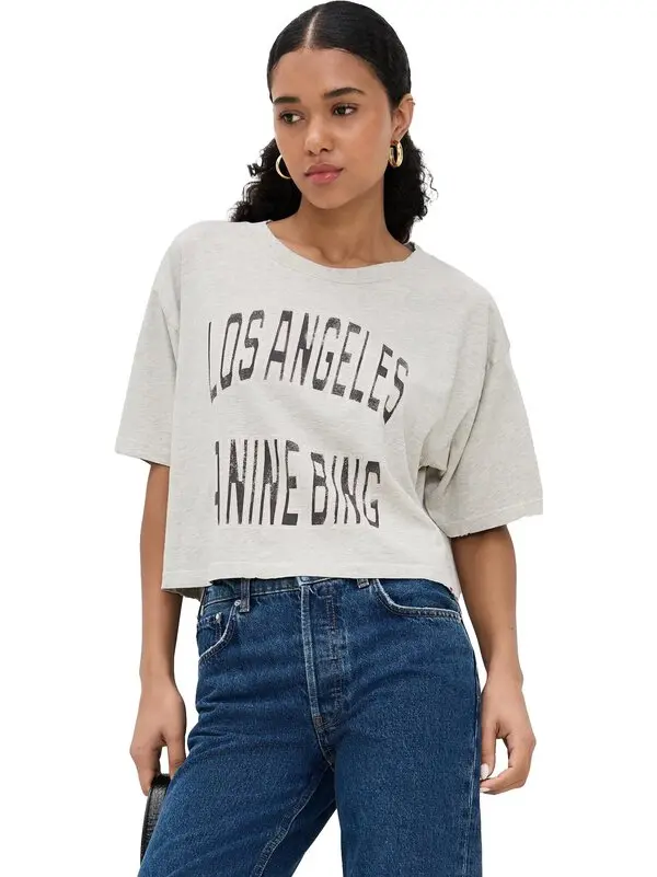 ANINE BING Johnny Cropped Tee - Grey