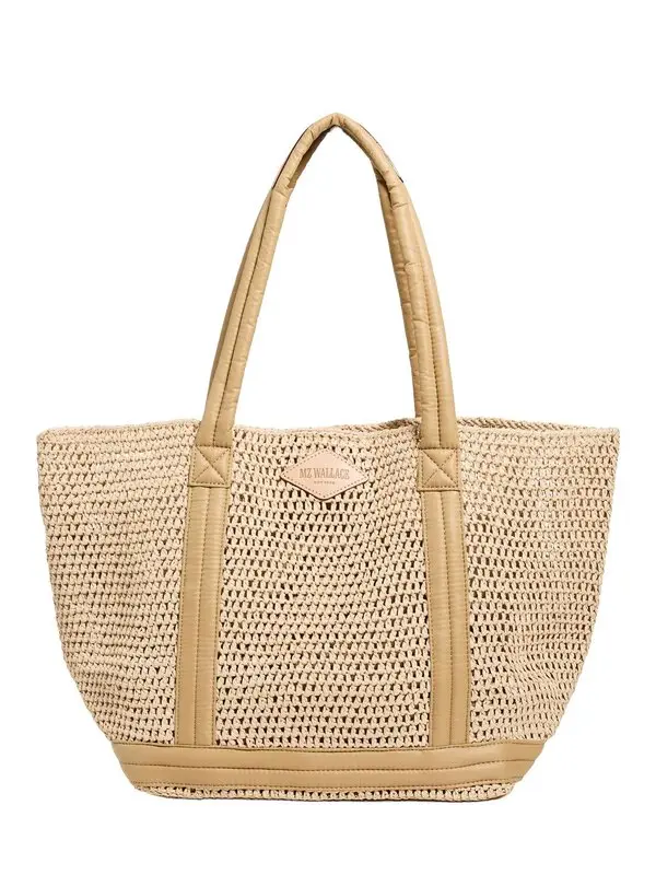 Mz Wallace Medium Crochet Tote - Crochet/camel
