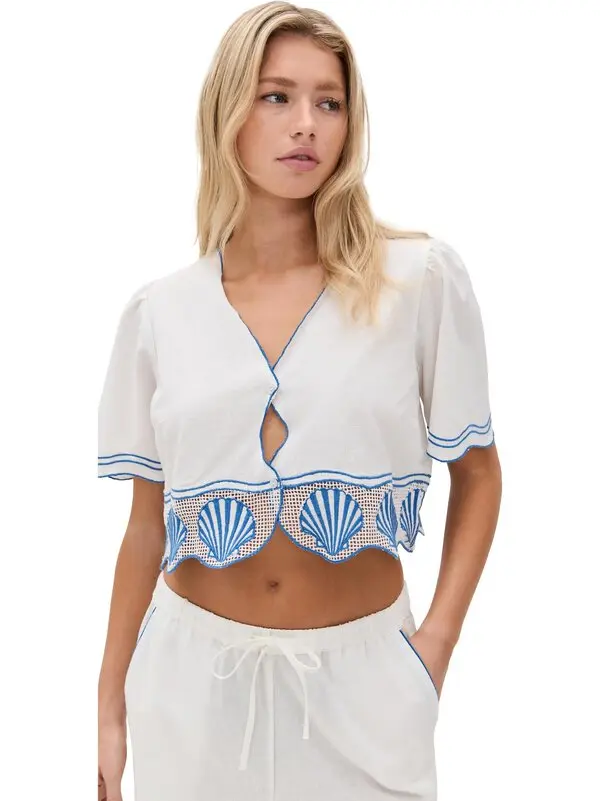 Rails Venice Seashell-embroidered Top - White
