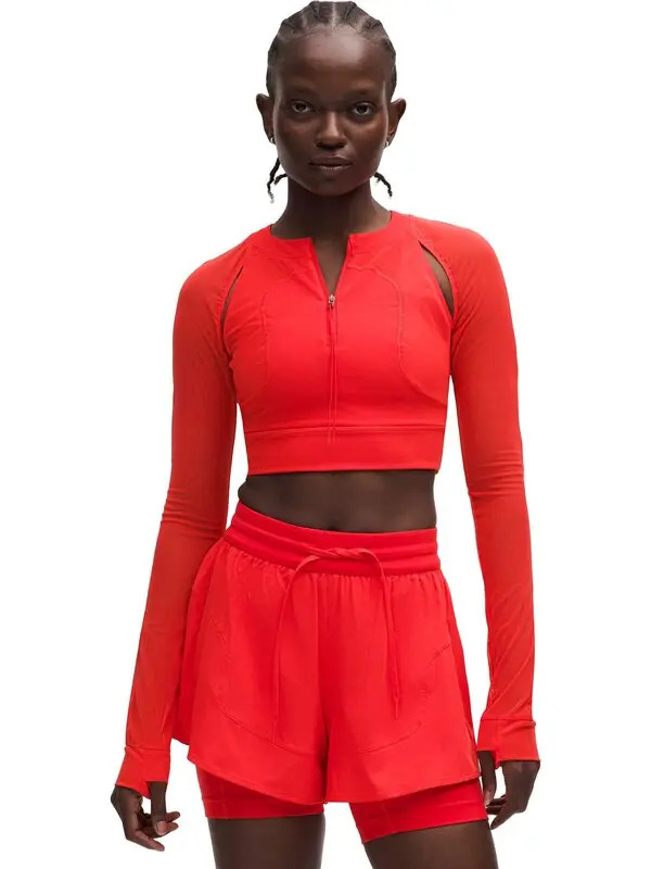 Lululemon Mesh Cropped Long-sleeve Shirt - Love Red