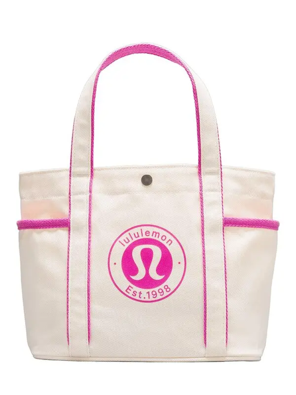 Lululemon Daily Multi-pocket Mini Canvas Tote Bag - Natural/pow Pink Tone