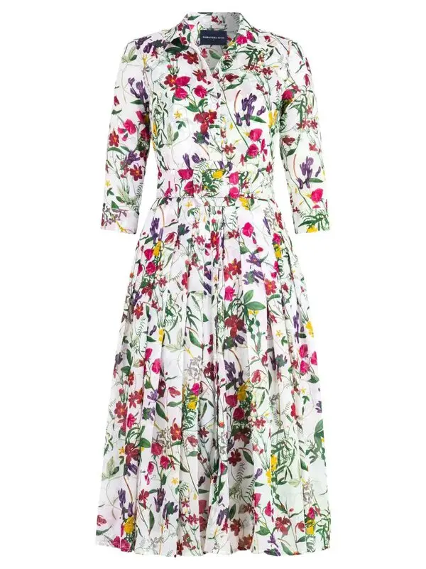 Samantha Sung Audrey Floral-print Pleated Midi Dress - White
