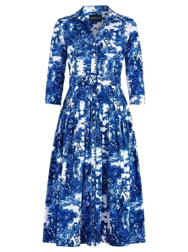 Samantha Sung Audrey Pleated Midi Dress - Blue