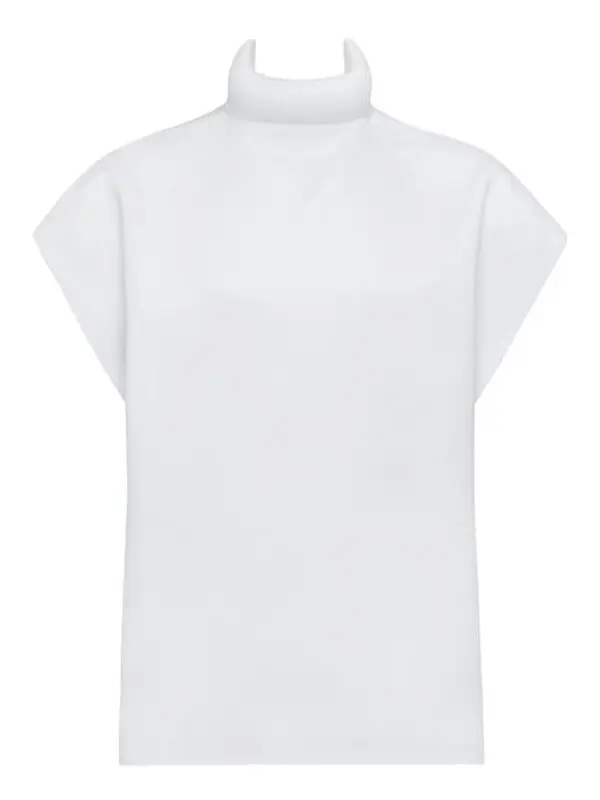 ALAÃA High Neck Cotton Knit Tunic Top - White