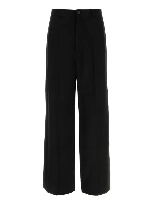 Balenciaga Wide-leg Twill Pants - Black