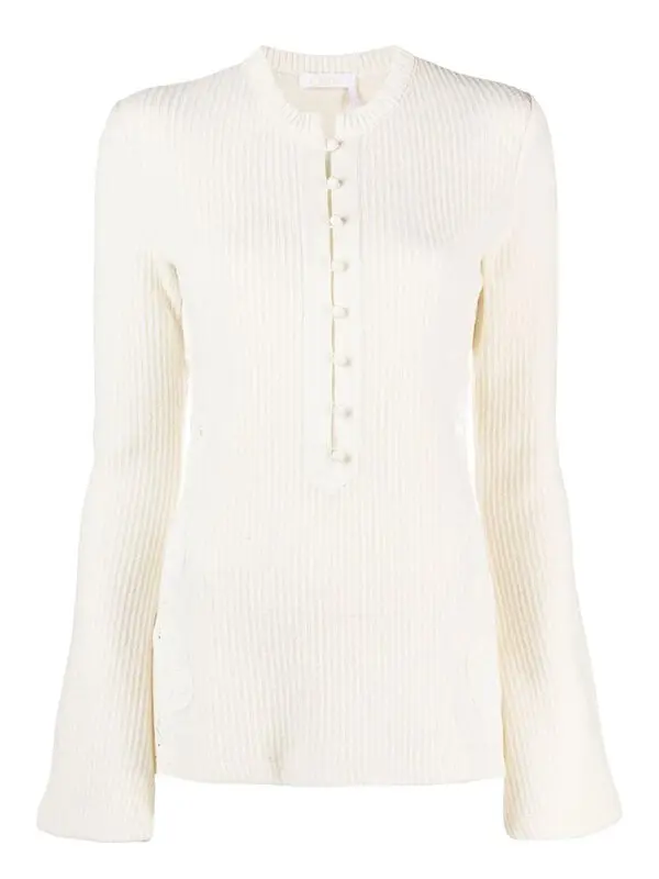 Chloé Embroidered Wool Jumper - White