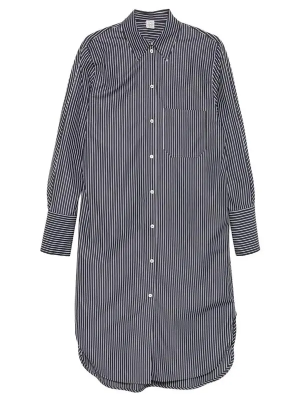 TOTÊME Striped Cotton Shirt Dress - Black