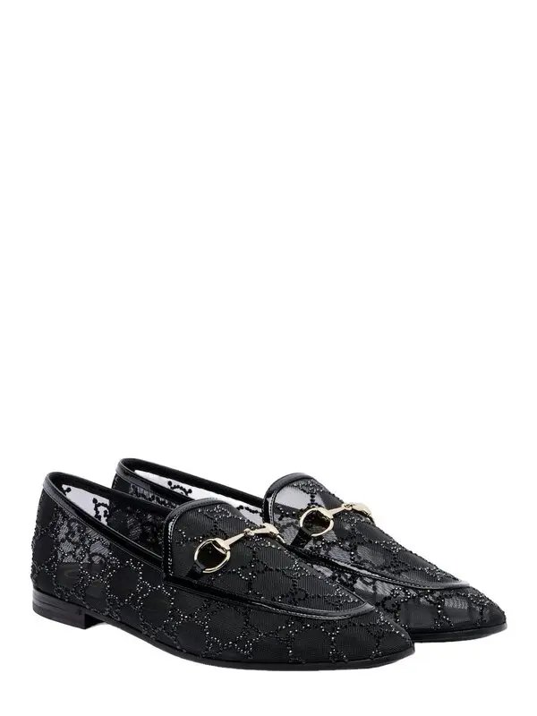 Gucci Jordaan Gg Crystal Loafers - Black