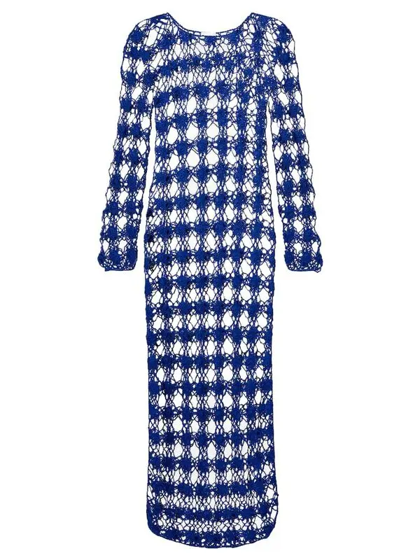 Anna Kosturova Crochet Cotton Maxi Dress - Blue