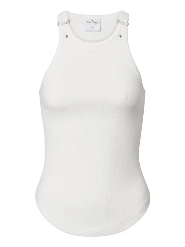 COURREGES Courrèges Buckle Ribbed-knit Tank Top - White