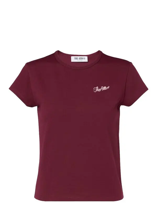 Attico Logo Cropped Cotton Jersey T-shirt - Burgundy