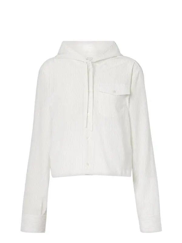 JW Anderson Pinstripe Cropped Hooded Shirt - White
