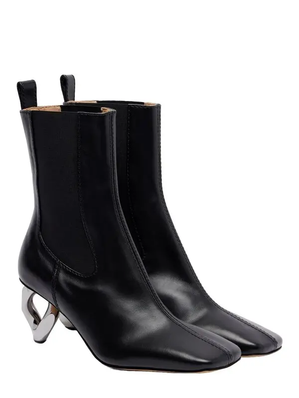 JW Anderson Chain Leather Ankle Boots - Black