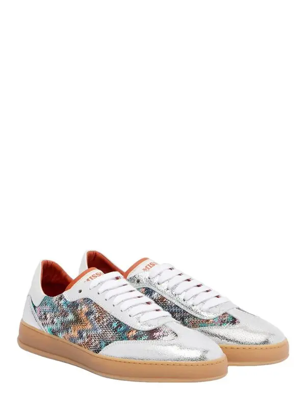 Missoni Zigzag Metallic Leather Sneakers - Silver