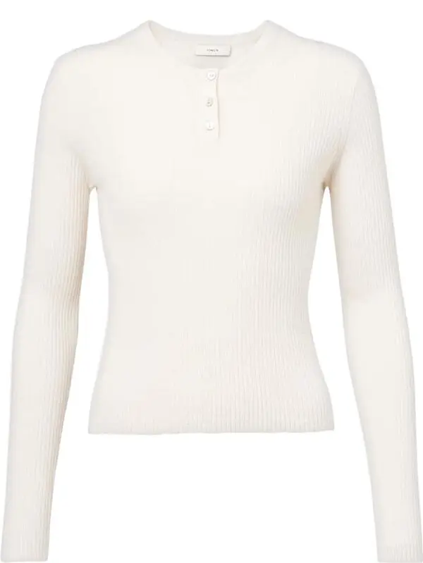Vince Cashmere And Silk Henley Shirt - White