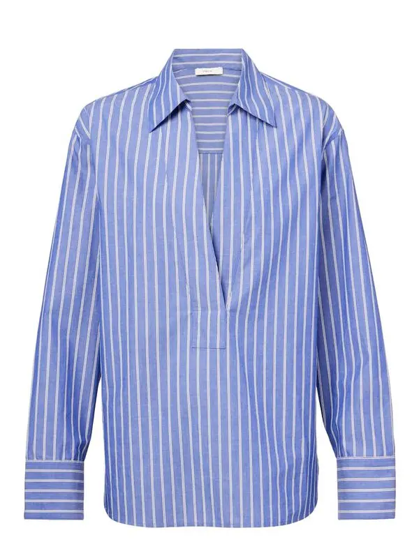 Vince Striped Cotton Polo Shirt - Blue