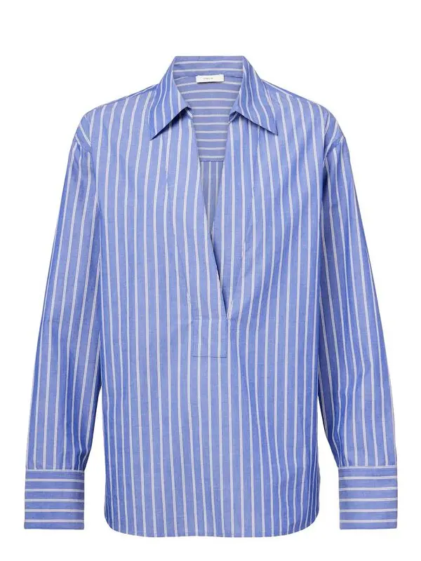 Vince Striped Cotton Polo Shirt - Blue