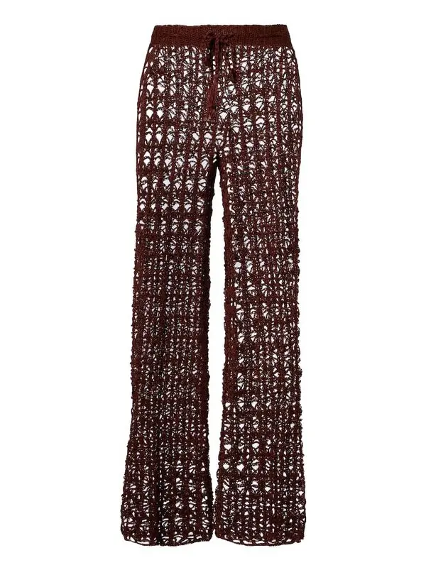Anna Kosturova Crochet Wide-leg Pants - Brown