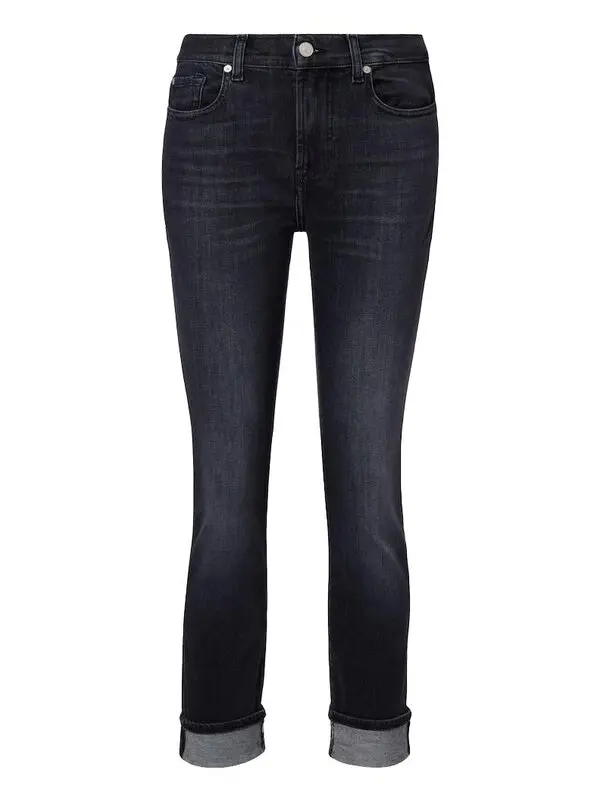 7 For All Mankind Mid-rise Cropped Skinny Jeans - Black