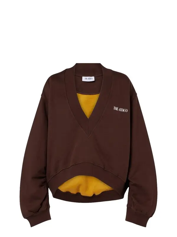 Attico Logo Cotton Fleece Sweatshirt - Brown