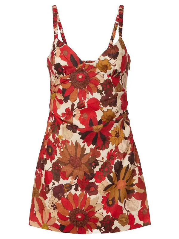 SIR. Primrose Floral Linen Minidress - Red