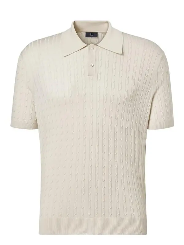Dunhill Cable-knit Cotton And Silk Polo Shirt - White