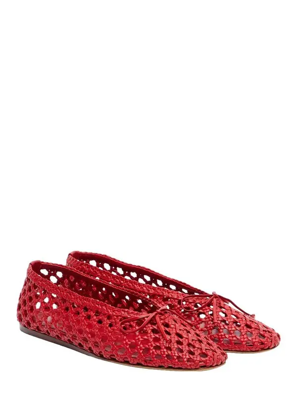 Le Monde Beryl Regency Woven Leather Ballet Flats - Red