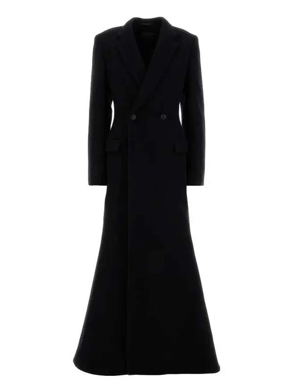 Balenciaga Godet Maxi Coat - Black